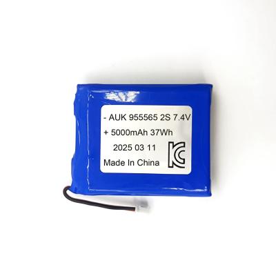 China Polymer 7.4V Toy Battery Small Fan 955565 Lithium Battery 5000mAh Wholesale Battery Pack Lithium Polymer Battery for sale