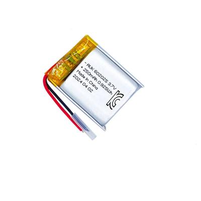 China 602025 Li-Polymer Battery Lipo 250mAh 3.7V Rechargeable For Mosquito Repellent Lamp, Hydration Device, Ambient Mood Light for sale
