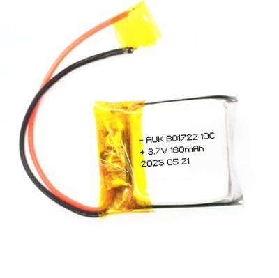 China AUK 10C 15C High Discharge Rate Lipo Battery 801722 801721 10C 180mAh 220mAh 15C Lithium Polymer Battery for sale