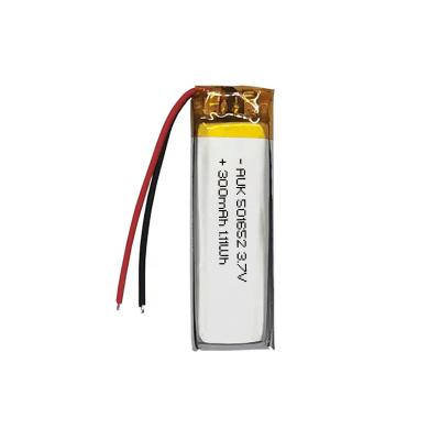 China AUK Lipo Battery 501652 300mAh 3.7v 1.11Wh 501340 4.2V Lithium Polymer Battery KC IEC62133 for sale