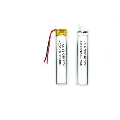 China EU Market Stock 551040 200mAh 3.7V 0.74Wh Polymer Lithium Battery For Air Conduction Neckband Headphones Wearable Device for sale