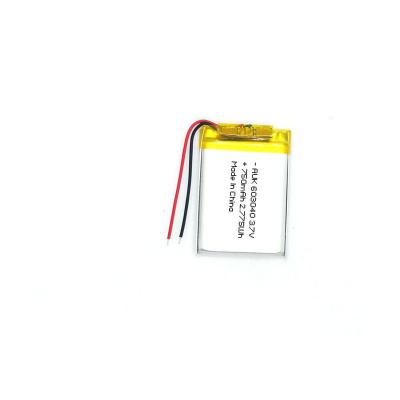 China AUK 3.7V 603040 3.7V 750mAh Polymer Lipo Battery For Beauty Mirrors Camping Lights Bluetooth Earphones And Automotive Accessories for sale
