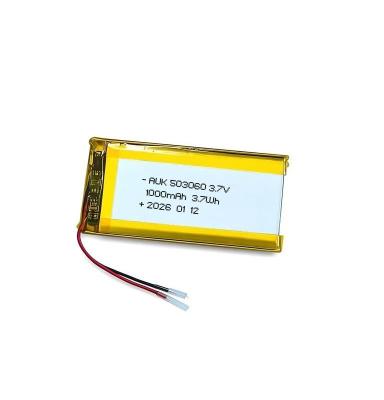 China AUK 503060 3.7V 1000mAh 3.7Wh Lipo Battery With MSDS UN38.3 Customized Lithium Battery for sale