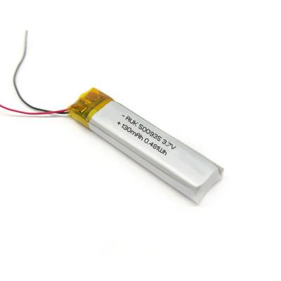China Customized Lipo Battery 500935 130mAh 3.7V For Smart Wearable Point-And-Read Pen Beauty Device Polymer Lithium Battery for sale