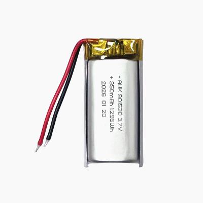 China AUK Polymer Lithium Battery 901530 3.7V 350mAh Lipo For Bluetooth Earphones Dog Trainer With UN38.3 Certification for sale