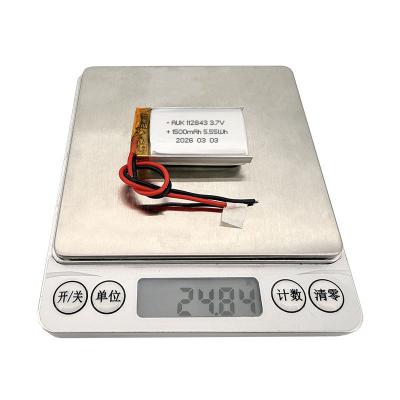 China AUK 112843 3.7V 1500mAh Polymer Lithium Battery Lipo For Smart Bubble Machines Beauty Devices Electric Toys And Household Tools for sale