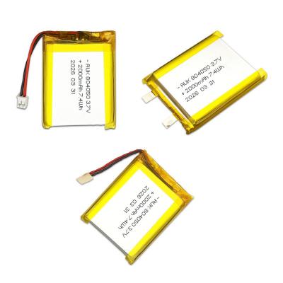 China Polymer Lithium Battery AUK 804050 3.7V 2000mAh For Beauty Instrument Bluetooth Speaker Smart Lock Hand Warmer With UN38.3 IEC62133 for sale