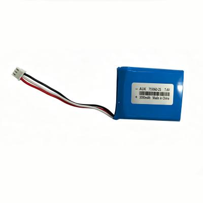 China 2S1P AUK 755060-2S 7.4V 3000mAh Lipo Battery 22.2Wh With UN38.3 CE Lithium Polymer Battery China Manufacturer for sale