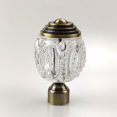 China Fashion Decorative Glass Curtain Rod Finials End Cap for sale