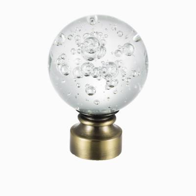China Decorative Round Ball Glass Curtain Rod End Caps Simple Design for sale