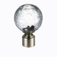 China Decorative Round Ball Glass Curtain Rod End Caps Simple Design for sale
