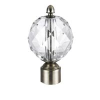 China Decorative Round Ball Glass Curtain Rod End Caps Simple Design for sale