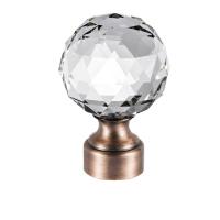 China Decorative Round Ball Glass Curtain Rod End Caps Simple Design for sale