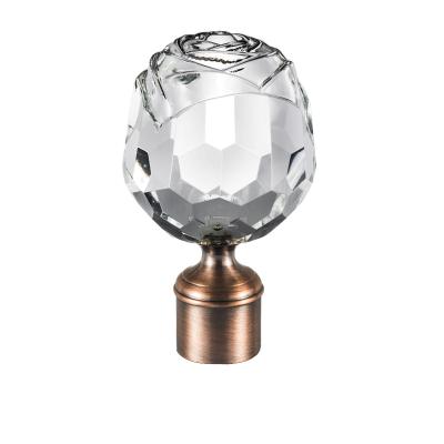 China Hot  Sell Crystal Glass Curtain Finials/ Wrought Iron Curtain Rods for sale