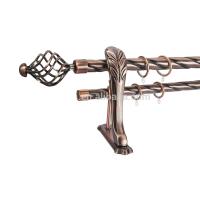 China Spiral  Metal Double Twisted Curtain Pole Set With Accessories for sale