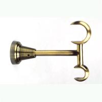 China Modern Single Metal Curtain Rod Bracket in Bronze Double Hook Design for sale