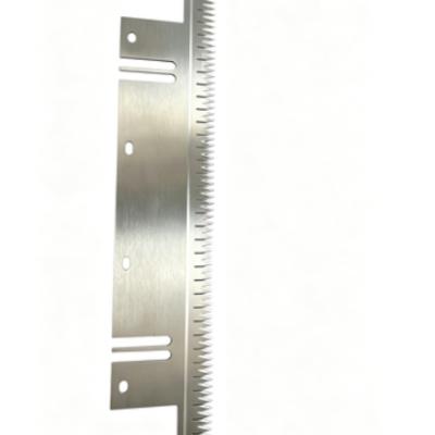 China Custom Toothed Long Industrial Blade, High Wear Resistant Sharp Serrated Blade for Packaging Paper Plastic Film Cutting for sale