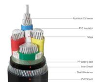 China 1000V Aluminum Conductor PVC Insulation Cable , Galvanized Steel Wire Armored Pvc Power Cable for sale