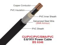 China 0.6 / 1 kV Copper Conductor PVC Insulated Cables with Galvanized Steel Wire Armoured Power Cable for sale