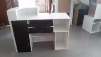 China Modern White Reception Counter Checkout Desk for Supermarket Salon 120cm for sale