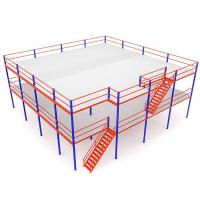 China Industrial Q235B Steel Mezzanine Rack with 200-500kg/㎡ Load Capacity and Powder Coating for sale
