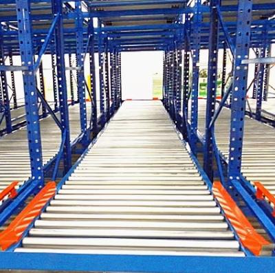 China High Density Live Pallet Flow Racking System With Brake / Speed Regulating Rollers for sale
