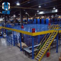 China Industrial Q235B Steel Mezzanine Rack with 200-500kg/㎡ Load Capacity and Powder Coating for sale