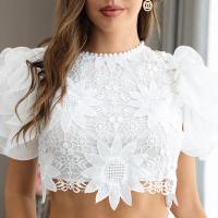China Polyester Two Piece Lace Dresses Long Sleeve Crop Top And Mini Skirt for sale