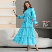 China Embellished Patchwork Bell Sleeve Lace Dress 100% Cotton Fabric for sale
