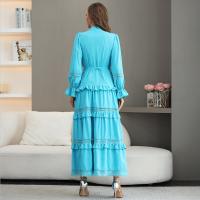 China Embellished Patchwork Bell Sleeve Lace Dress 100% Cotton Fabric for sale