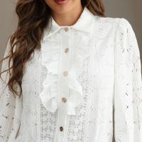 China White Black Ladies Lace Dresses  A Line 3 4 Sleeve Lace Dresses Pure Color for sale