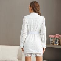 China White Black Ladies Lace Dresses  A Line 3 4 Sleeve Lace Dresses Pure Color for sale