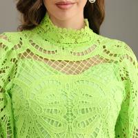 China Cut Out Lace Dress Lantern Sleeve High Waist Solid Knee-length Trumpet Dress Ruffles Elegant Business Casual Dress for sale