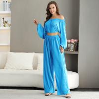 China Polyester Women's Two Piece Jumpsuit Ruched Lantern Sleeve for sale