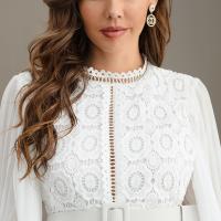 China Polyester Round Neck Ladies Lace Dresses Long Sleeves Embroidered Lace Mini Dress for sale