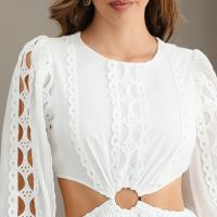 China Long Sleeve V Neck Solid Lace Mini Dress OEM Service A Line For Women for sale