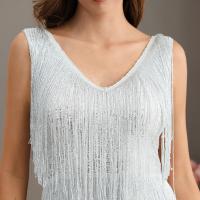 China V Neckline Women Evening Gowns Short Homecoming Dress With Fringes for sale