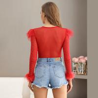 China Sparkle Rhinestone Lace One Piece Bodysuit 95% Polyester  5% Spandex for sale