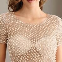 China Round Neck Champagne Dreams Top Pearl Embellishments And A Diamond-Pattern for sale