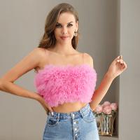 China Solid Color Spaghetti Strap Crop Tank Top Sleeveless Pretty Furry for sale
