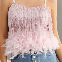 China Spaghetti Strap Crop Women Cami Top With Plush Feathers for sale