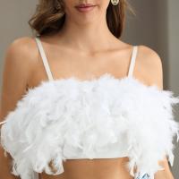 China Ruffle Personalised Ladies Tops Faux Feather Hem Cami Crop Top for sale