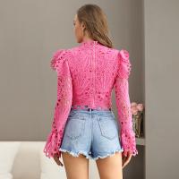 China OEM ODM Service Ladies Lace Tops Bell Sleeve Crochet Lace Blouse for sale
