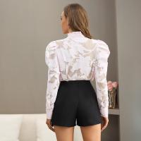 China Applique Organdie Button Floral Jacquard Top Stand Collar Neckline for sale