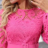 China Bodycon Trim Ladies Lace Dresses Sexy Hollow Out High Street A Line O Neck for sale