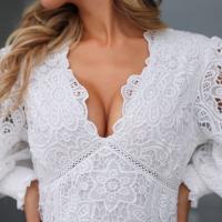 China V Neck 3/4 Long Sleeve Lace Dress Holiday Fashion Summer Wine for sale