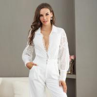 China Deep V Neckline Embroidered Lace Top Personalised Hollow Out for sale
