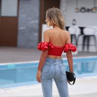 China Cropped Personalised Ladies Tops Casual Ruffle Off Shoulder Crop Top for sale