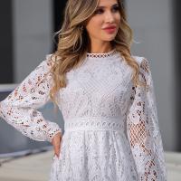China Embroidered Long Sleeve Lace Maxi Dress Plain Pattern For Wedding for sale
