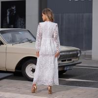 China Embroidered Long Sleeve Lace Maxi Dress Plain Pattern For Wedding for sale